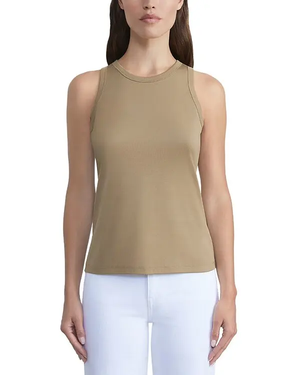 Lafayette 148 New York Crewneck Tank Top - Khaki Green