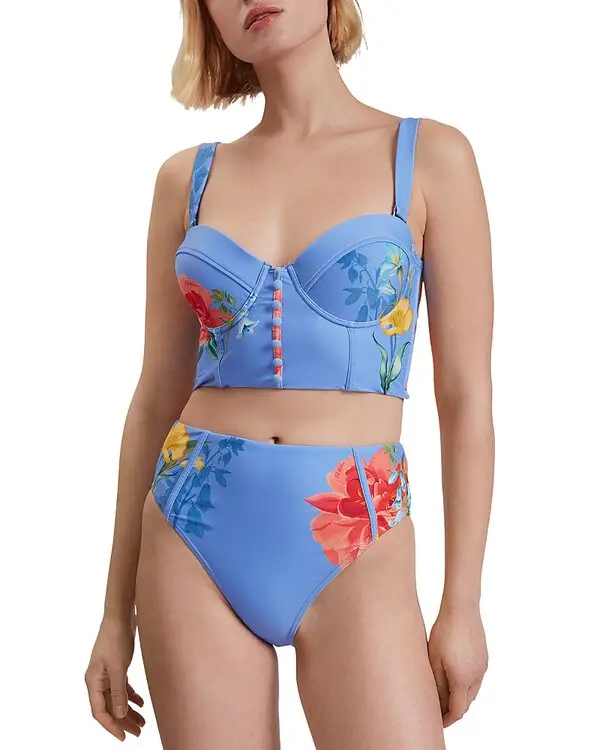 Ted Baker London Lorriee High Waisted Bikini Bottom - Bright Blue
