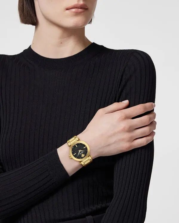 Versace Greek Watch, 35mm - Black/gold