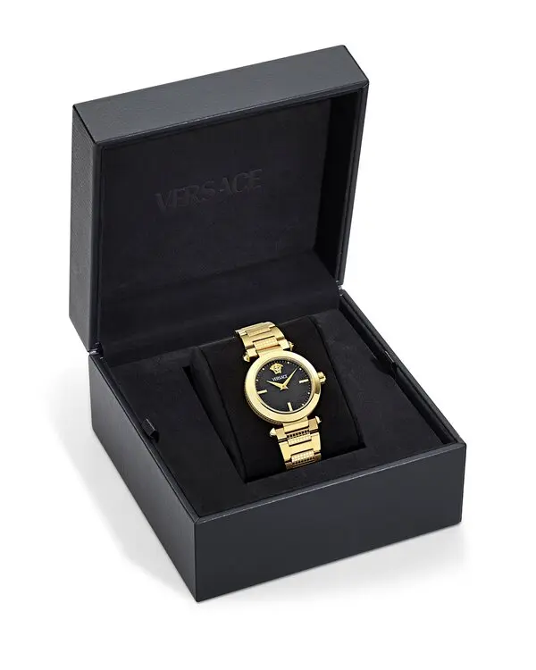 Versace Greek Watch, 35mm - Black/gold