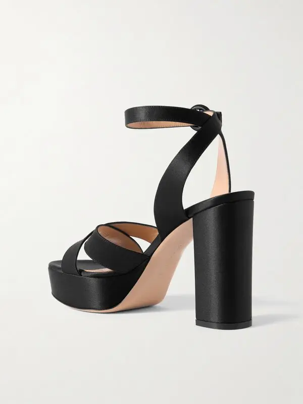 GIANVITO ROSSI Sabrina 70 Satin Platform Sandals - Black