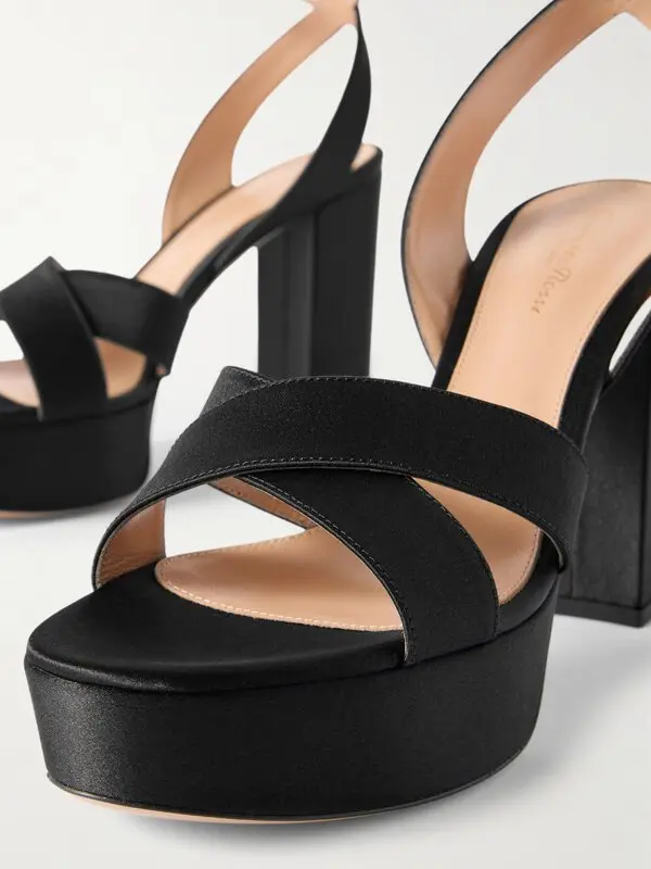 GIANVITO ROSSI Sabrina 70 Satin Platform Sandals - Black