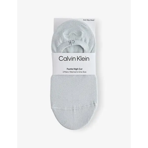 Calvin Klein Footie High-cut Mesh Liner Socks - Grey/off-white