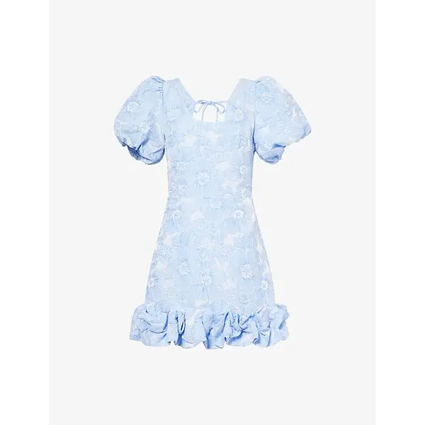 Sister Jane Floral-Jacquard Woven Mini Dress - Blue | Editorialist