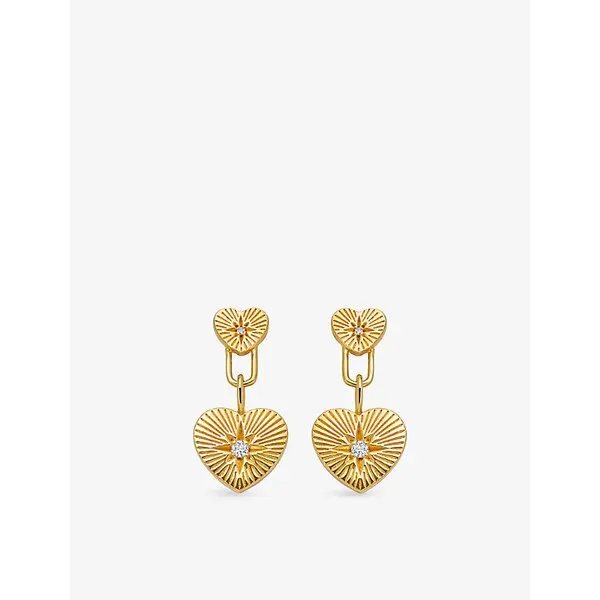 Astley Clarke Biography Double Heart Drop Earrings - Gold
