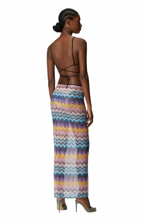 Missoni Long Printed Lace Skirt With Zig Zag Pattern