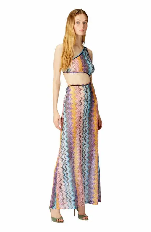 Missoni Long One-shoulder Cover-up With Cut-out Detail