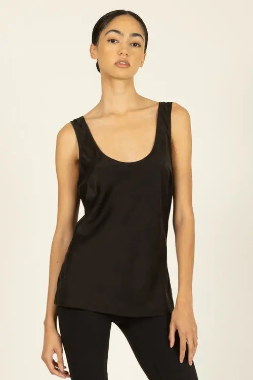 SECRET PON-PON Lara Silk Tank Top - Black