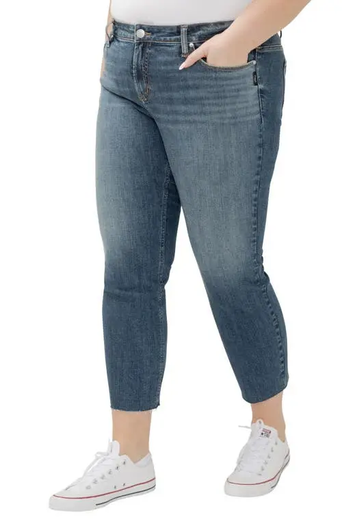 SILVER JEANS CO. Elyse Curvy Raw Hem Capri Jeans