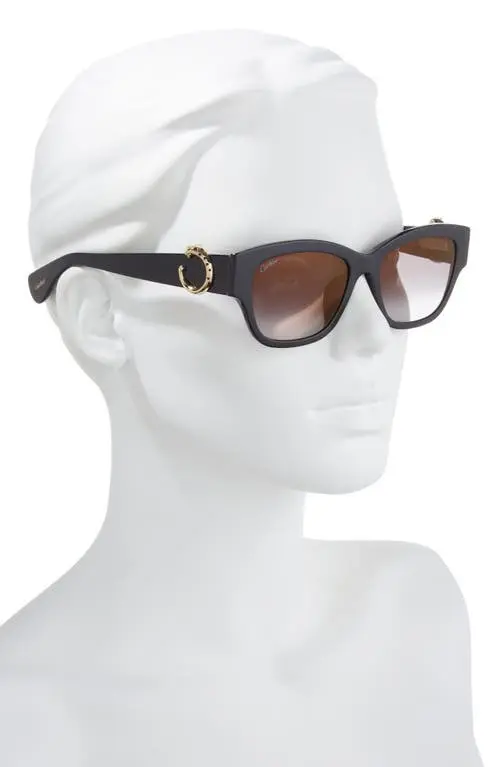 Cartier 55mm Square Sunglasses - Black