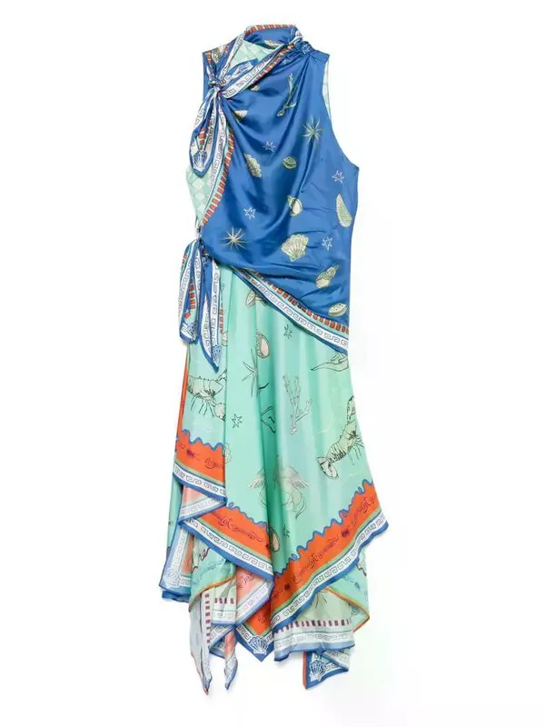 ALEMAIS Surrealist Summer Scarf Dress - Blue