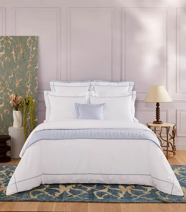 YVES DELORME Pima Cotton Athena Celeste King Duvet Cover - Blue