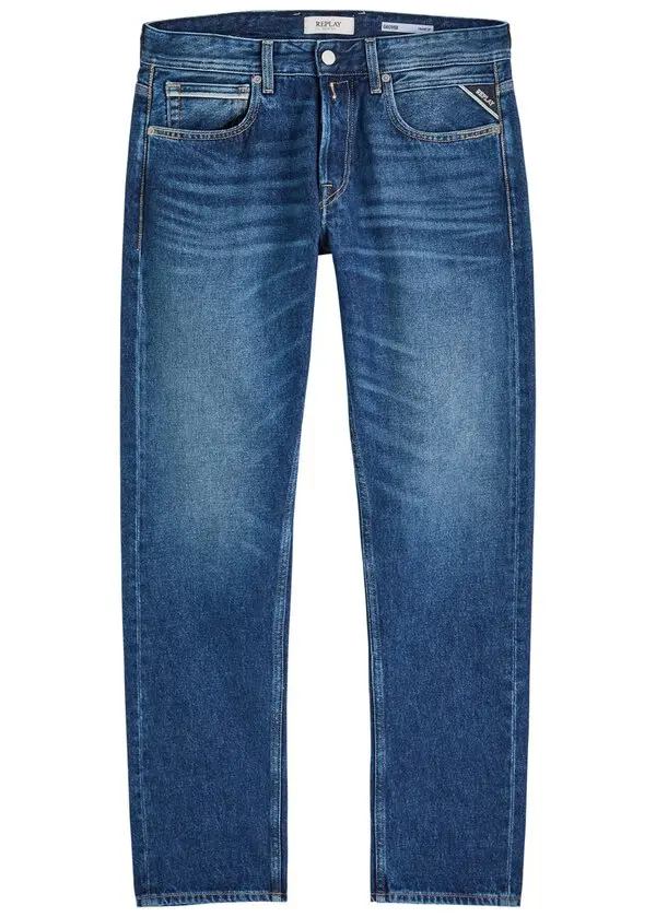 REPLAY Grover Straight-leg Jeans - Mid Blu