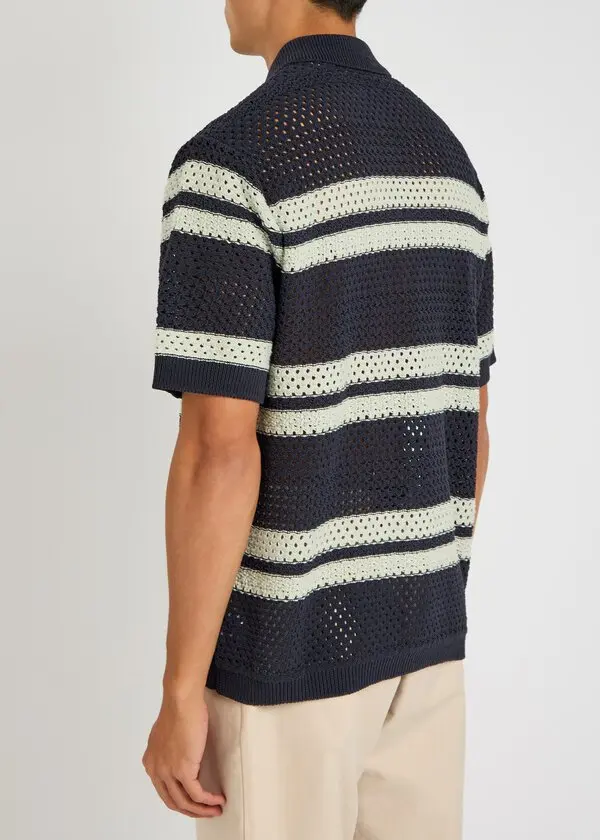 LES DEUX Gianni Striped-intarsia Knitted Shirt