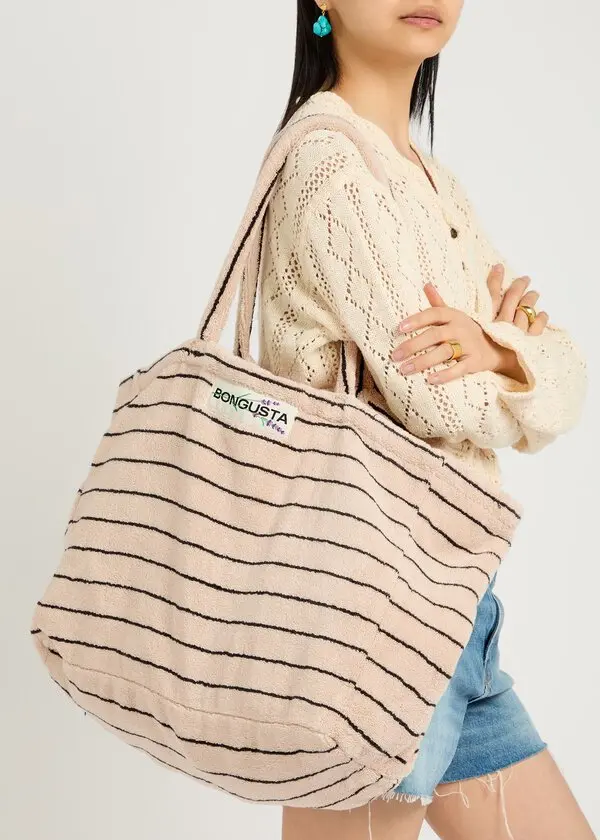 BONGUSTA Naram Weekend Striped Terry Tote - Cream