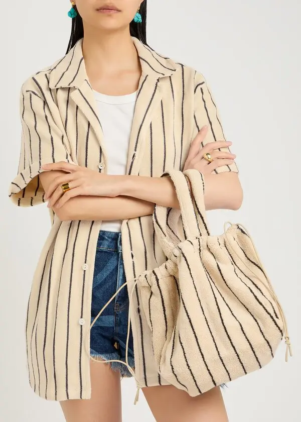 BONGUSTA Naram Small Striped Terry Bag - Cream