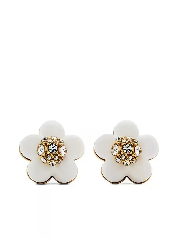 Marc Jacobs Enamel And Crystal Wild Daisy Stud Earrings - Gold