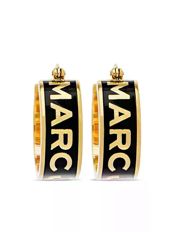 Marc Jacobs The Button Enamel Logo Hoop Earrings - Gold