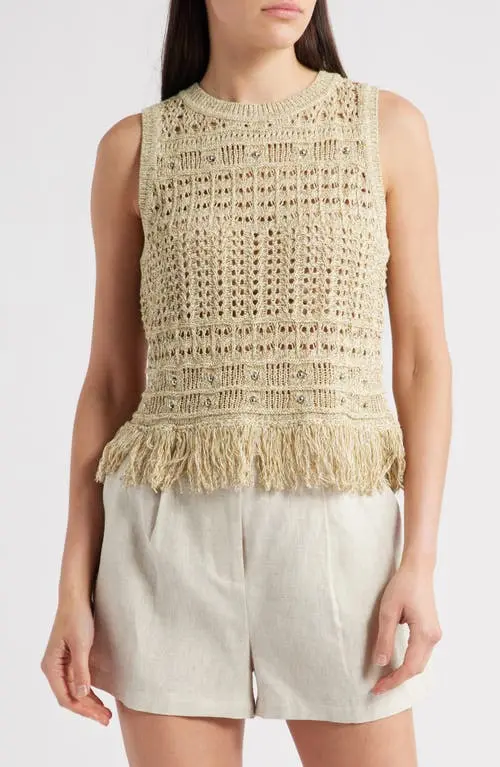 MILLY Beaded Fringe Sweater Tank