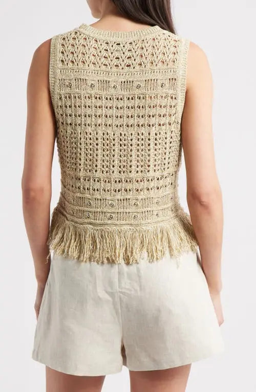 MILLY Beaded Fringe Sweater Tank