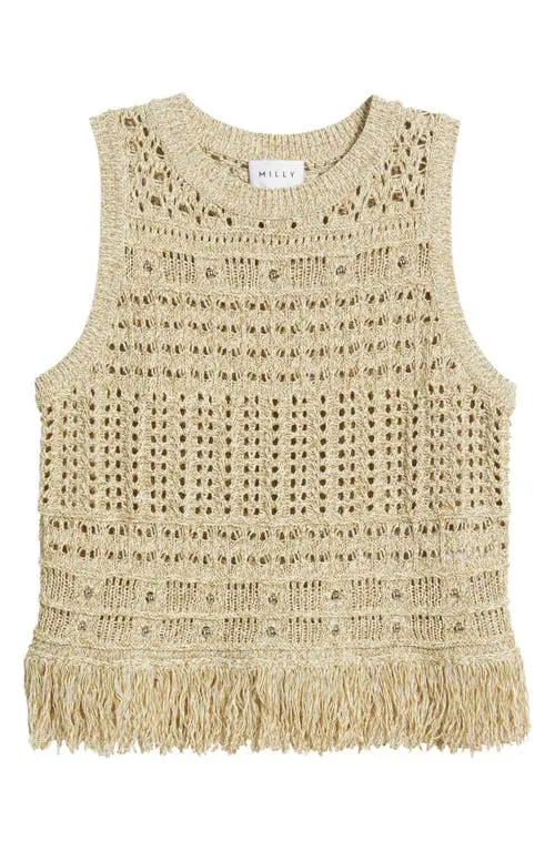 MILLY Beaded Fringe Sweater Tank