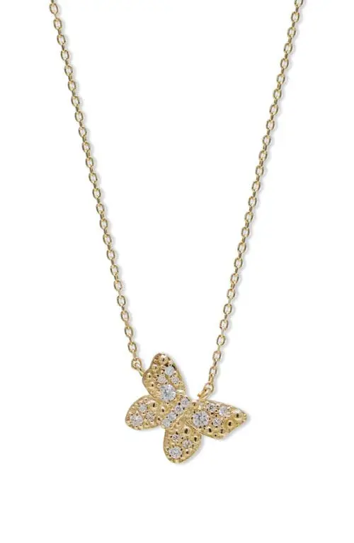 Anzie Dew Drop Pavé Diamond Butterfly Pendant Necklace - Gold