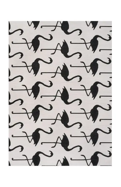 JONATHAN Y Liana Casual Coastal Flamingos Two-tone Indoor/outdoor Area Rug - White/black