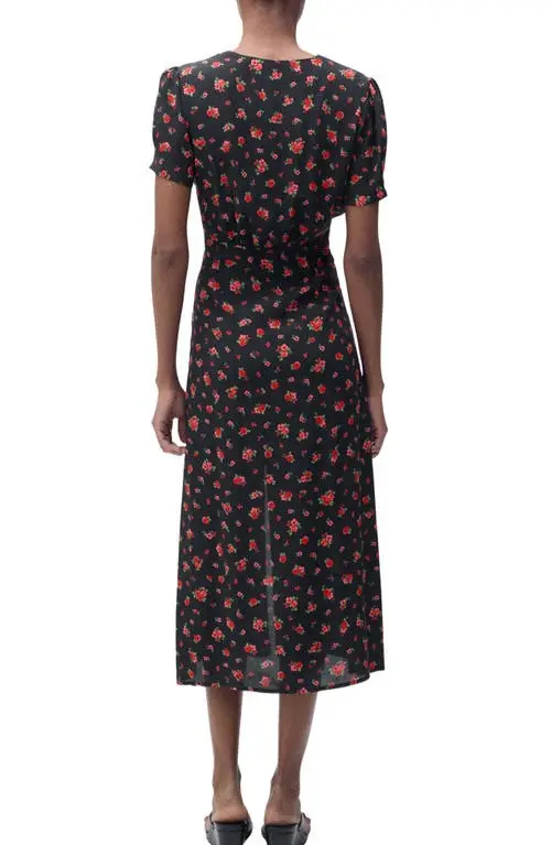 knee length dresses for ladies Tango Mango Black Flower Midi Dress – Blooming Boutique
