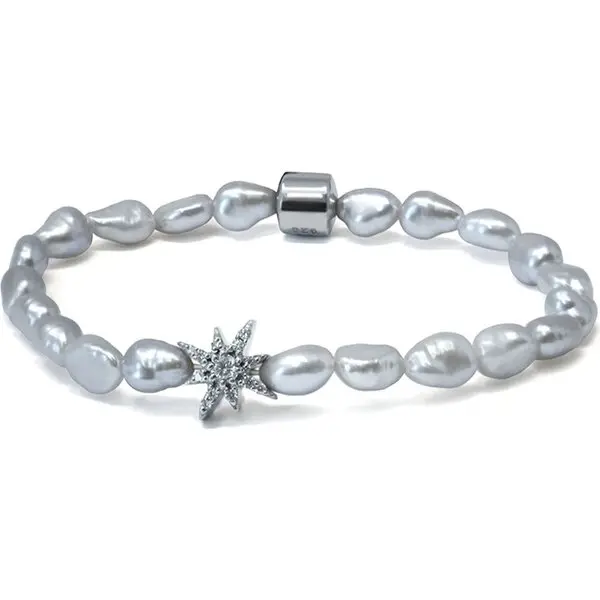 Anzie Boheme Grey Keshi Pearl Bracelet - Silver