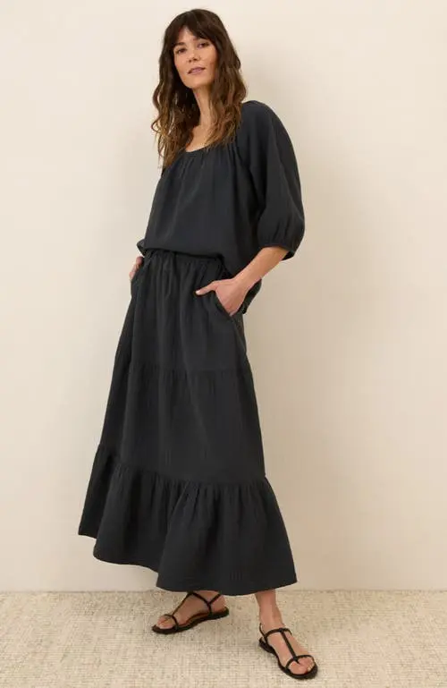 PACT Coastal Double Gauze Tiered Maxi Skirt