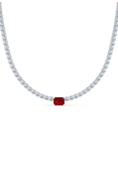 HAUTECARAT Birthstone Tennis Collar Necklace - 18k White Gold