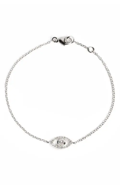 Anzie Classique Pavé Evil Eye Bracelet - Silver
