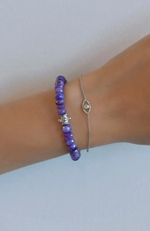 Anzie Classique Pavé Evil Eye Bracelet - Silver