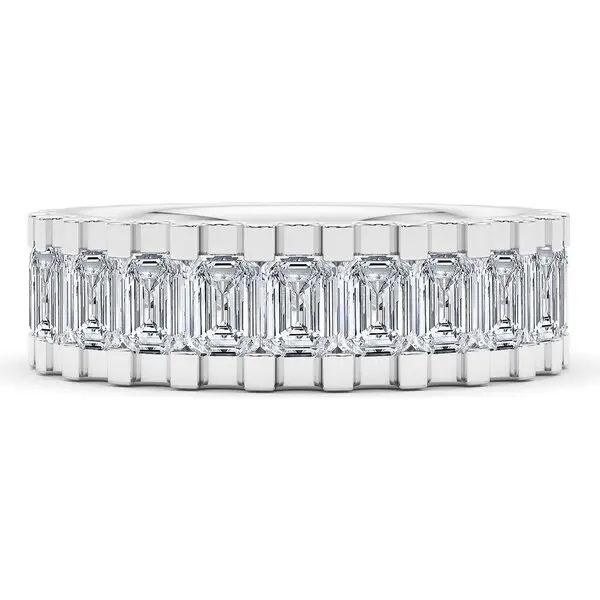HAUTECARAT Emerald-cut Lab-grown Diamond Channel Ring - 18k White Gold