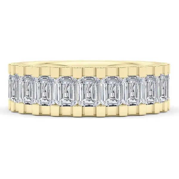 HAUTECARAT Emerald-cut Lab-grown Diamond Channel Ring - 18k Yellow Gold