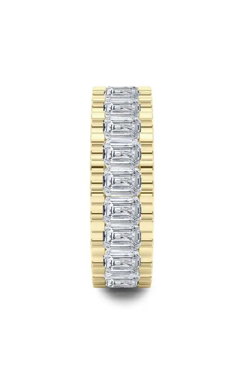 HAUTECARAT Emerald-cut Lab-grown Diamond Channel Ring - 18k Yellow Gold