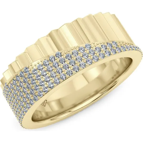 HAUTECARAT 50/50 Fluted Lab Grown Diamond Ring - Yellow Gold