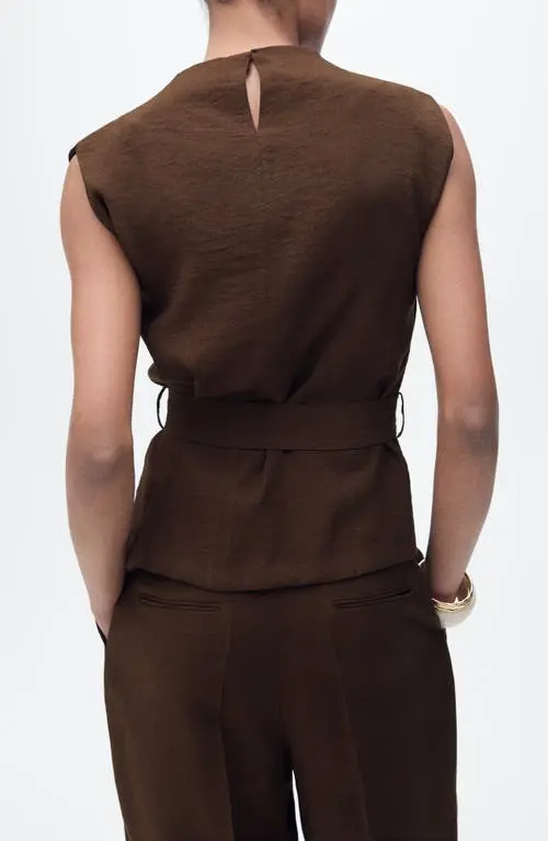 Mango Drape Tie Belt Sleeveless Top