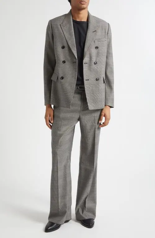 MIDNIGHT RODEO Double-breasted Blazer - Gray Houndstooth