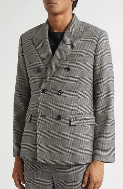 MIDNIGHT RODEO Double-breasted Blazer - Gray Houndstooth