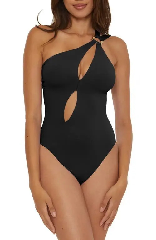 SOLUNA Tahiti One-shoulder Cutout One-piece Swimsuit - Black