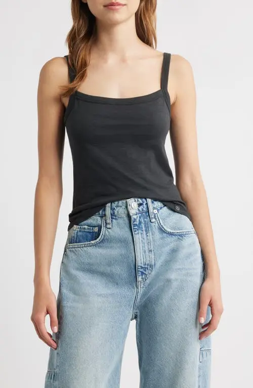 Rag & Bone Slub Cotton Square Neck Tank - Black