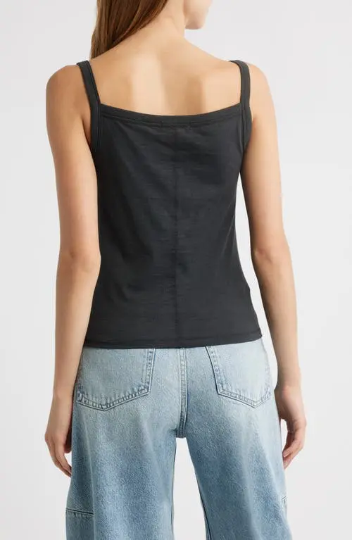 Rag & Bone Slub Cotton Square Neck Tank - Black