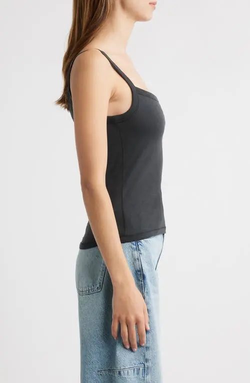 Rag & Bone Slub Cotton Square Neck Tank - Black