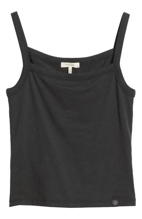 Rag & Bone Slub Cotton Square Neck Tank - Black