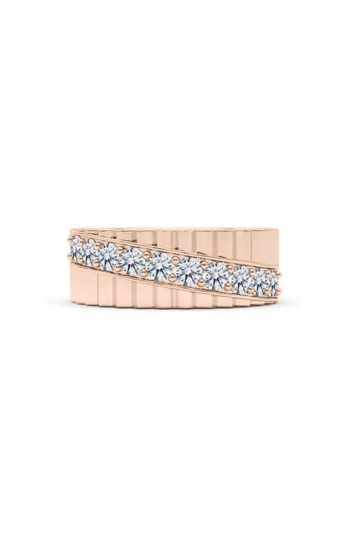 HAUTECARAT Diagonal Fluted Lab Grown Diamond Ring - 18k Rose Gold