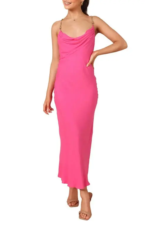 PETAL & PUP Khaleesi Open Back Cotton Blend Slip Midi Dress - Pink