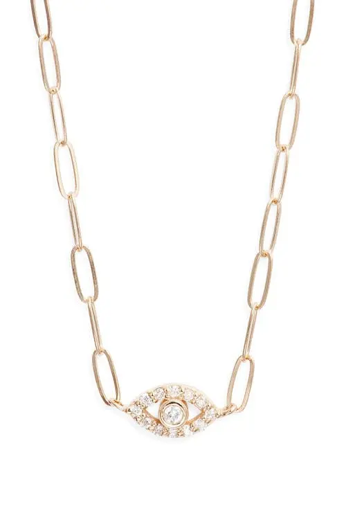 Anzie Classique Pavé Diamond Evil Eye Pendant Necklace - Gold
