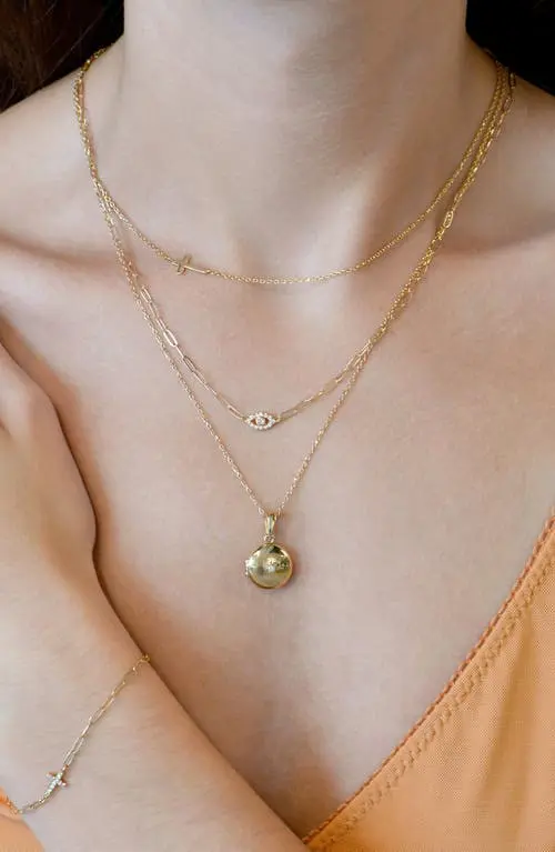 Anzie Classique Pavé Diamond Evil Eye Pendant Necklace