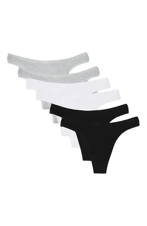 PACT Organic Cotton Everyday Mid Rise Thong 6-pack - Cool Neutrals
